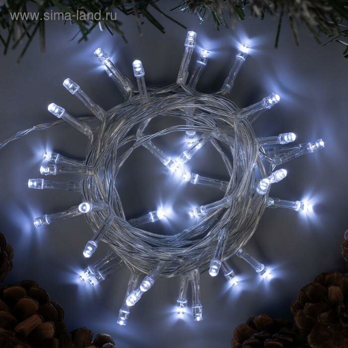 Гирлянда Нить 4 м, IP20, прозрачная нить, 40 LED, 2 режима, батарейки AAх3 (нет в комплекте), свечение белое