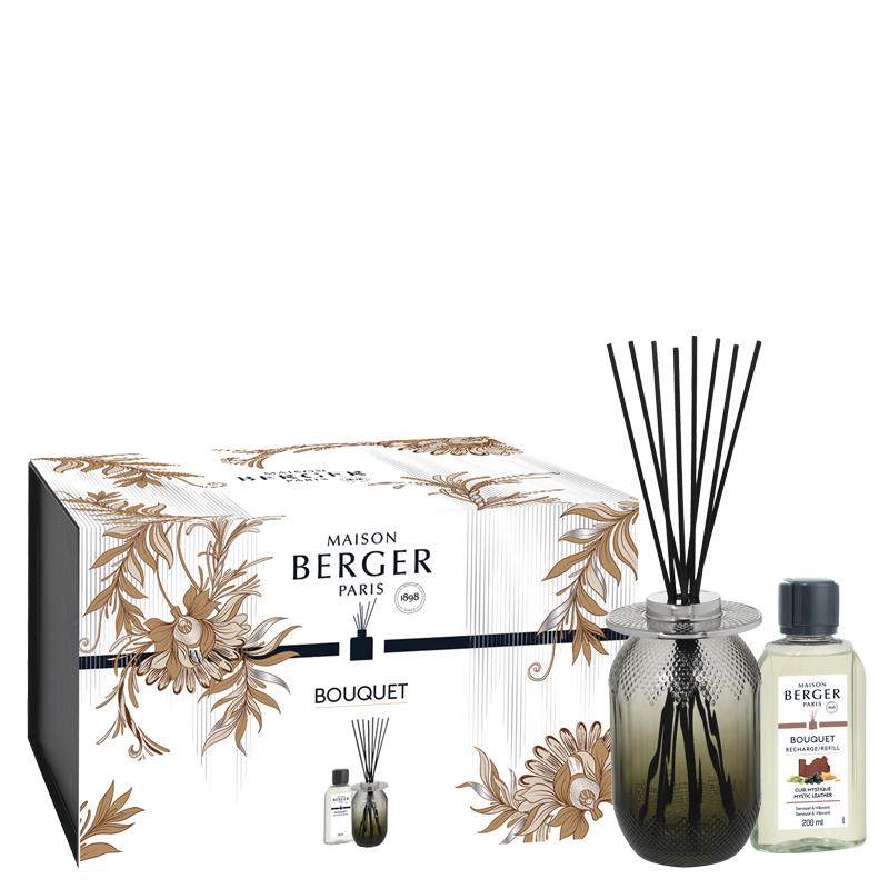 Набор аромадиффузор мираж (серый) аромат Мистическая кожа 200 мл