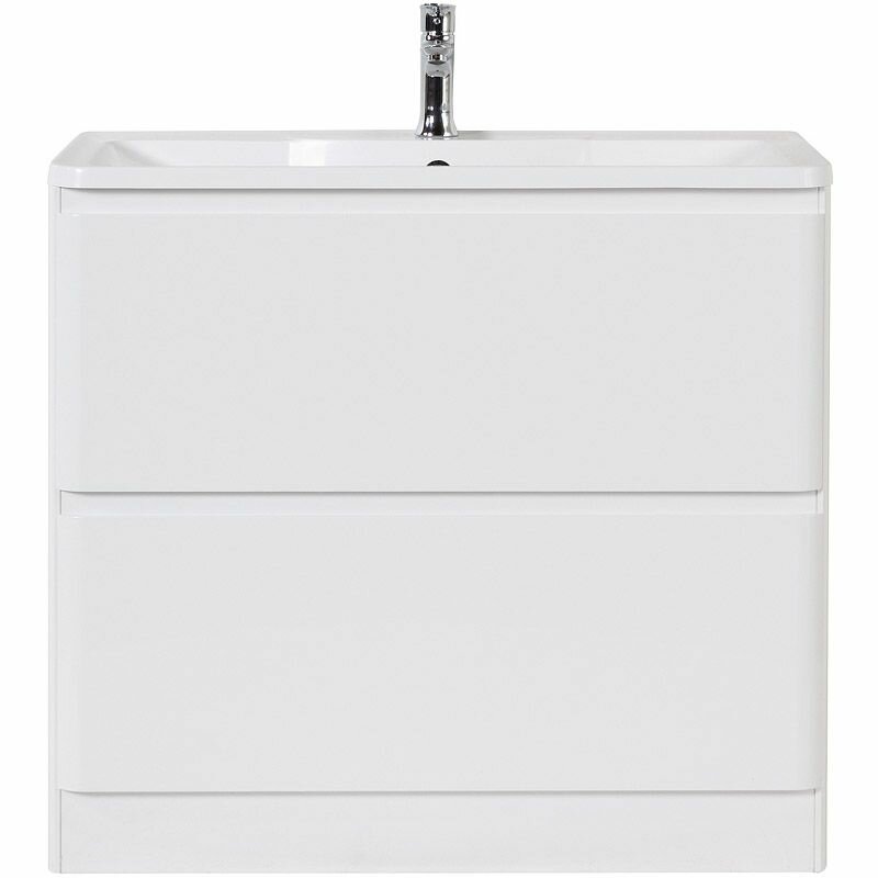 База под раковину напольная BelBagno Albano с двумя выкатными ящиками Bianco Lucido 1000x450x810 ALBANO-1000-2C-PIA-BL
