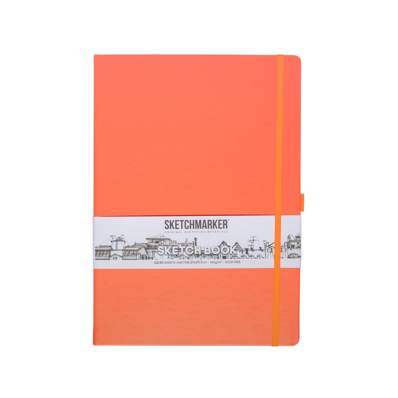 Скетчбук для графики SKETCHMARKER 140г/кв. м (А4) 210х297мм 80л. неоновый коралл
