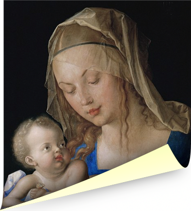 Картина для интерьера "Мадонна с Младенцем и с грушей", художник Дюрер, Альбрехт, печать на холсте (30х39 см / без подрамника)