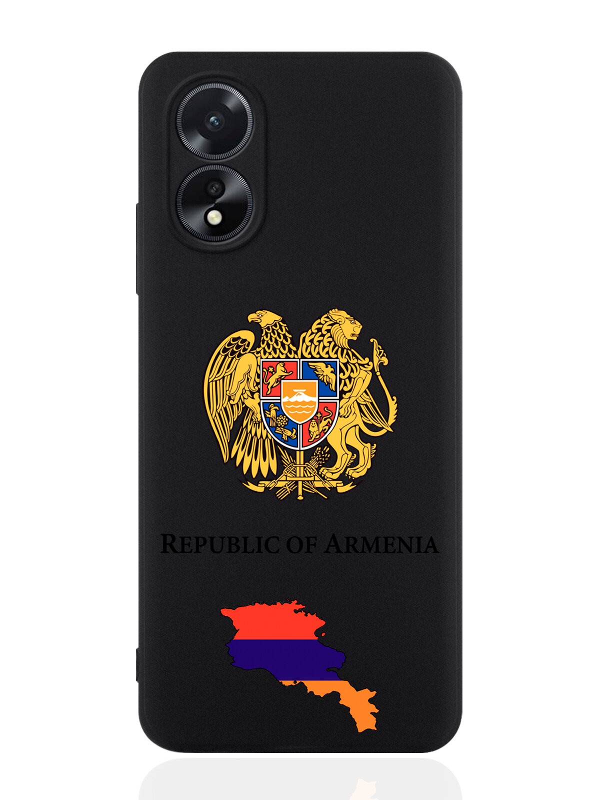 Черный силиконовый чехол SignumCase для Oppo A38 4G Герб Армении
