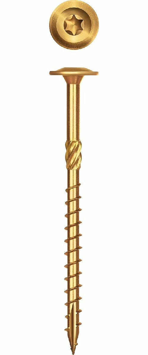 Конструкционный саморез ЗУБР 160х6 мм тарельчатая головка TX30 желтый цинк 100 шт