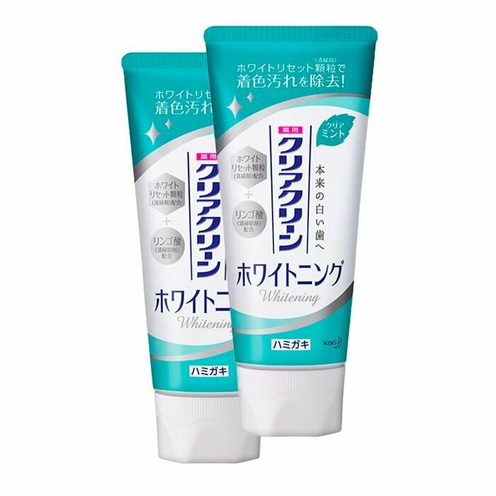 Отбеливающая зубная паста КAO "Clear Clean" мята, 120 г. 2 шт. в комплекте