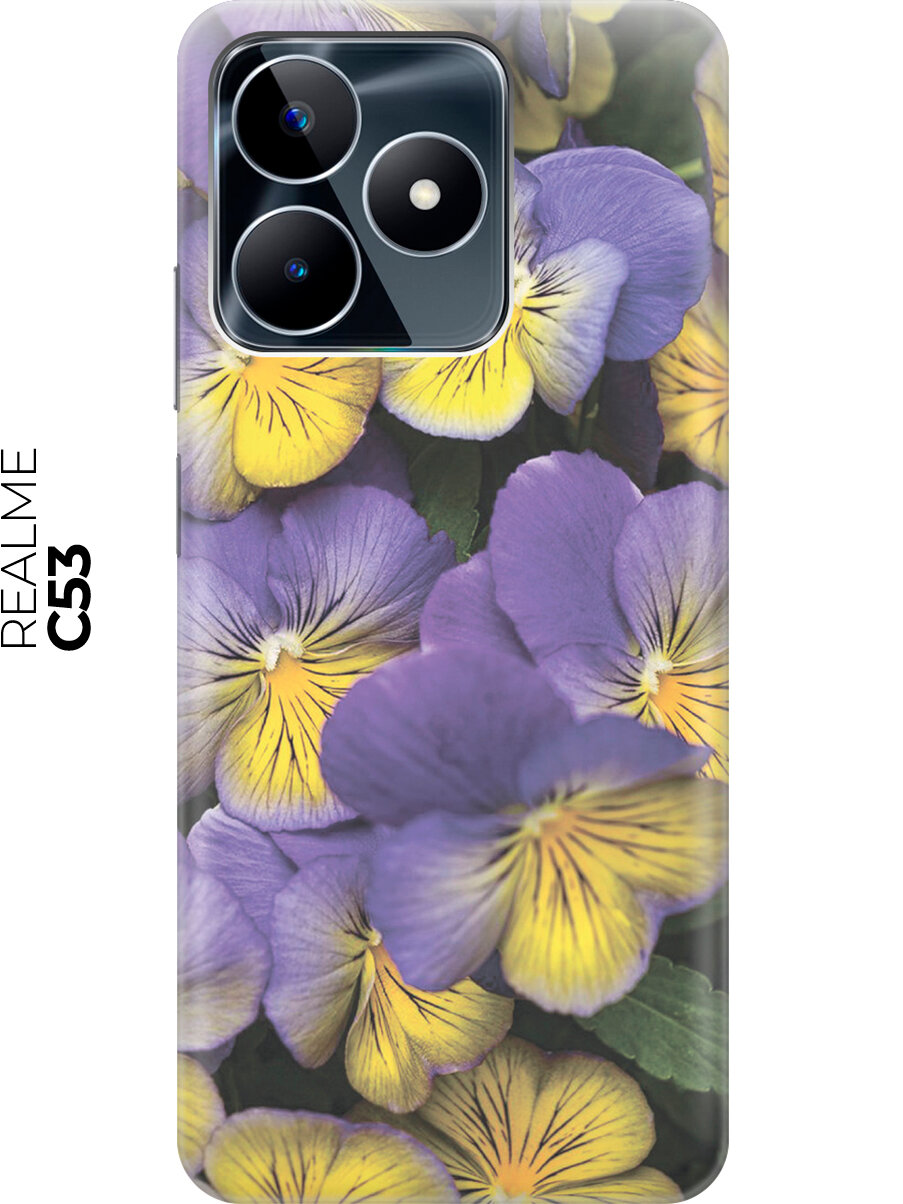 Силиконовый чехол Фиолетовые и желтые фиалки на Realme C53 / C51 / Рилми С53 / С51