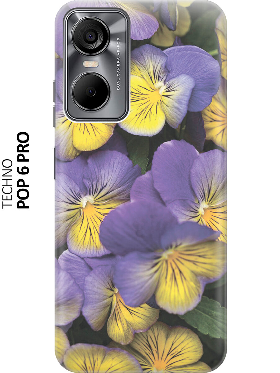 Силиконовый чехол Фиолетовые и желтые фиалки на Tecno Pop 6 Pro / Техно Поп 6 Про
