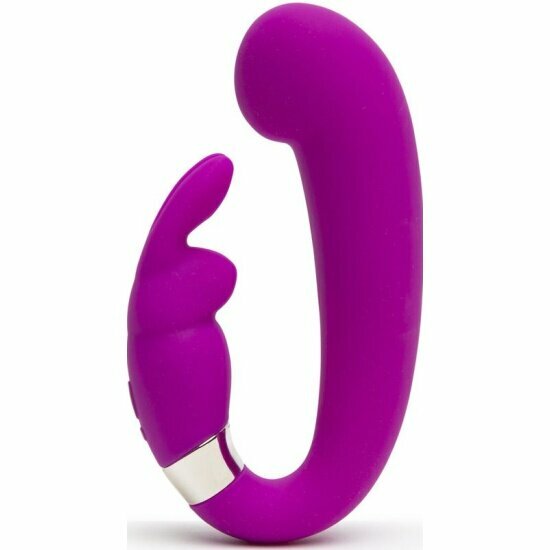 Вибратор Happy Rabbit лиловый Mini G-Spot Curve Vibe с клиторальным зайчиком