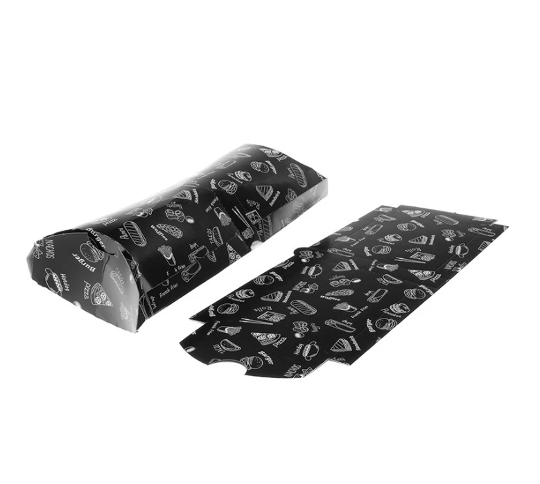 Упаковка картонная для роллов, тортильи "Complement Black" с надписями 210х80х60мм уп/25шт