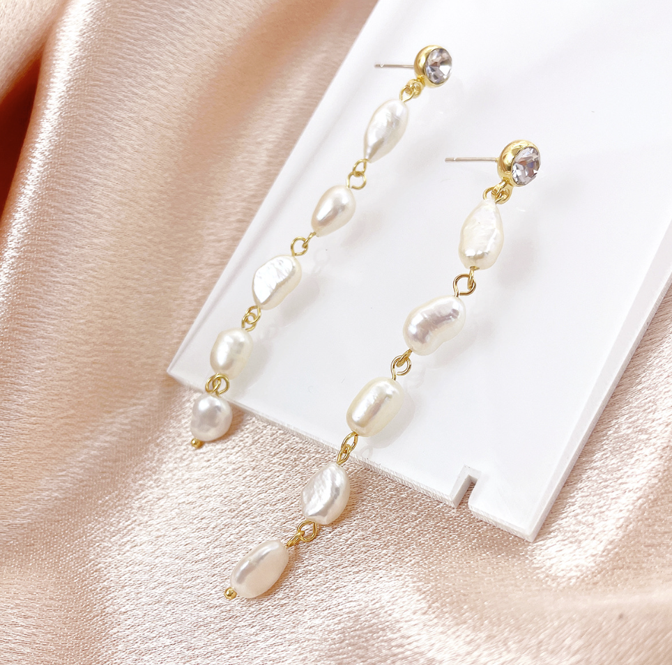 Серьги цепочки Wild, жемчуг имитация