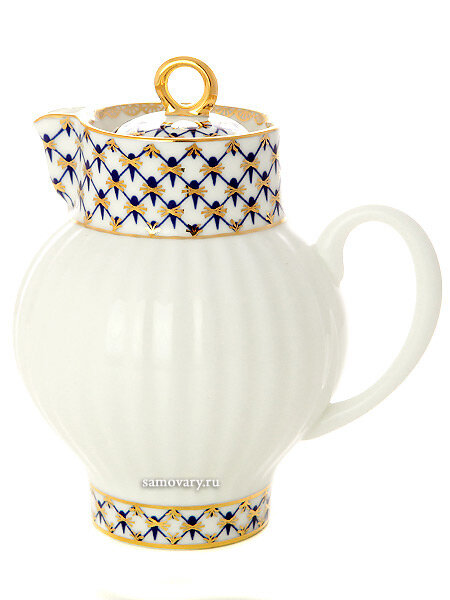 Сливочник форма "Волна", рисунок "Кобальтовая сетка", Императорский фарфоровый завод