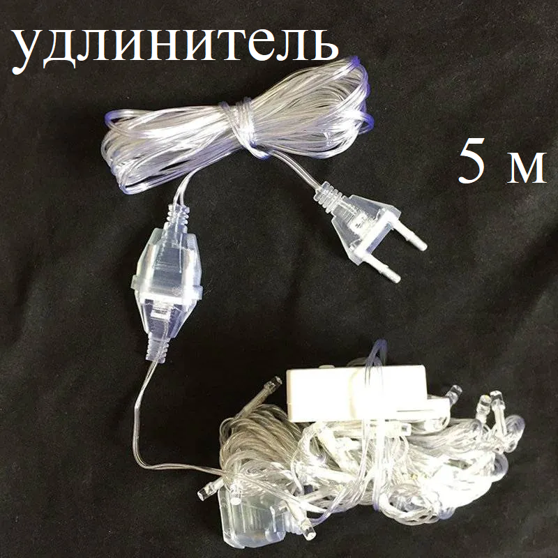 Удлинитель для новогодних гирлянд универсальный прозрачный 5м