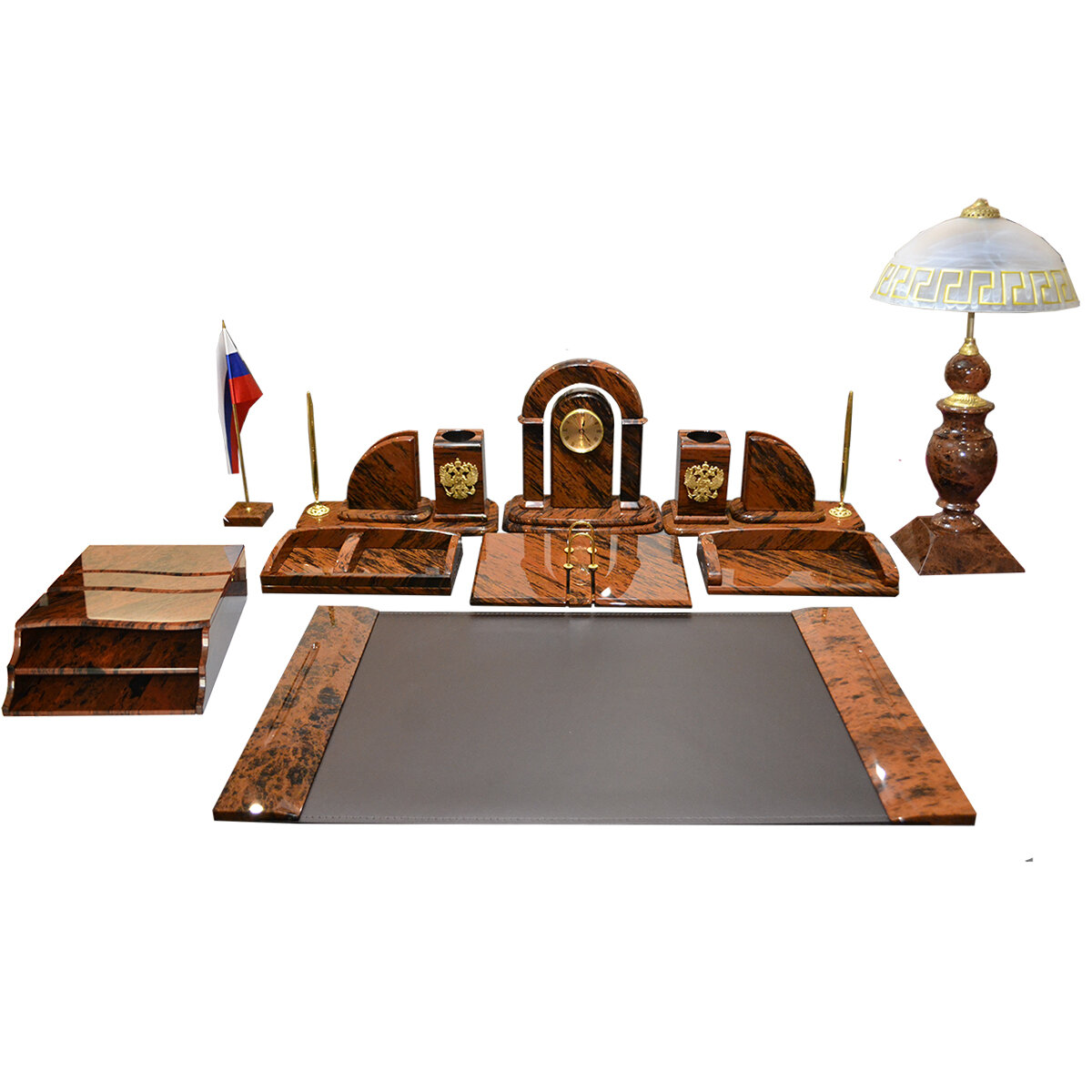 Настольный письменный набор для руководителя из обсидиана "Премиум 1-VIP4"