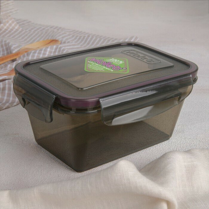 Контейнер герметичный прямоугольный Виолет, 800 мл, цвет дымчатый, ланч-бокс для обедов