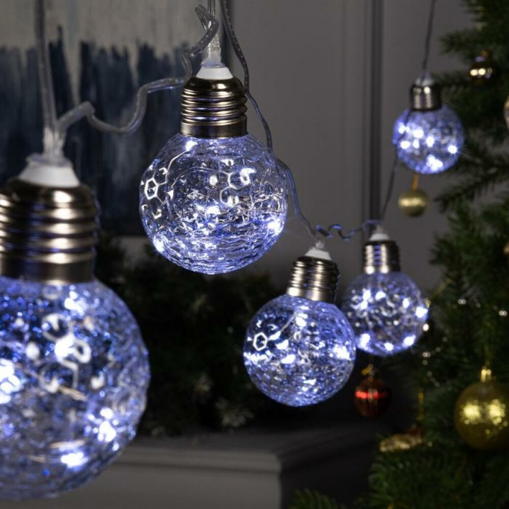 Гирлянда-нить Luazon ROSA, 3 м, лампочки-шары, 5 см, IP20, серебристая нить, LED-80-12V, 8 режимов, белый 6929865