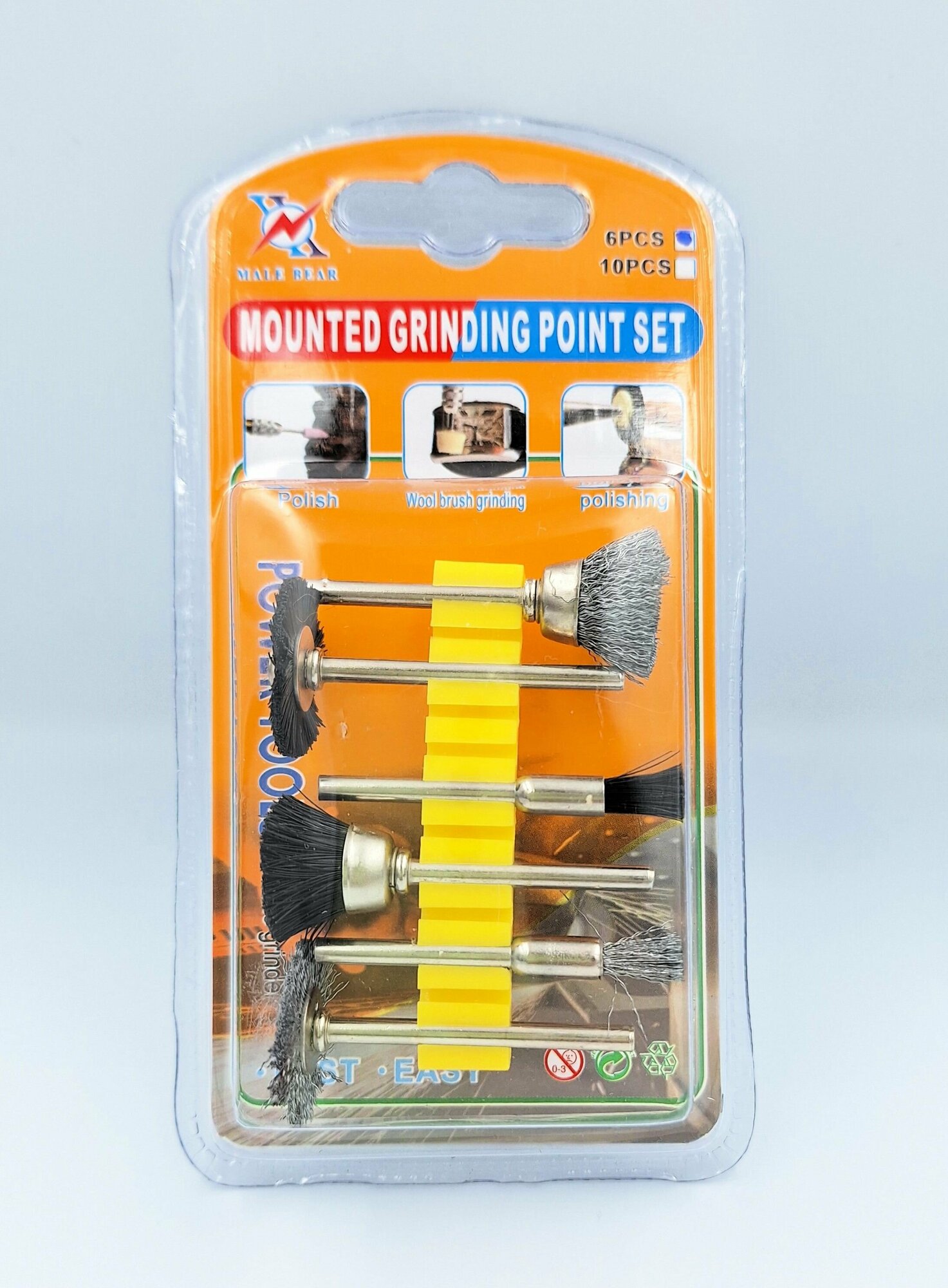 Шлифовальный набор мини-насадок корщетки (крацовки) для гравера 6 шт.