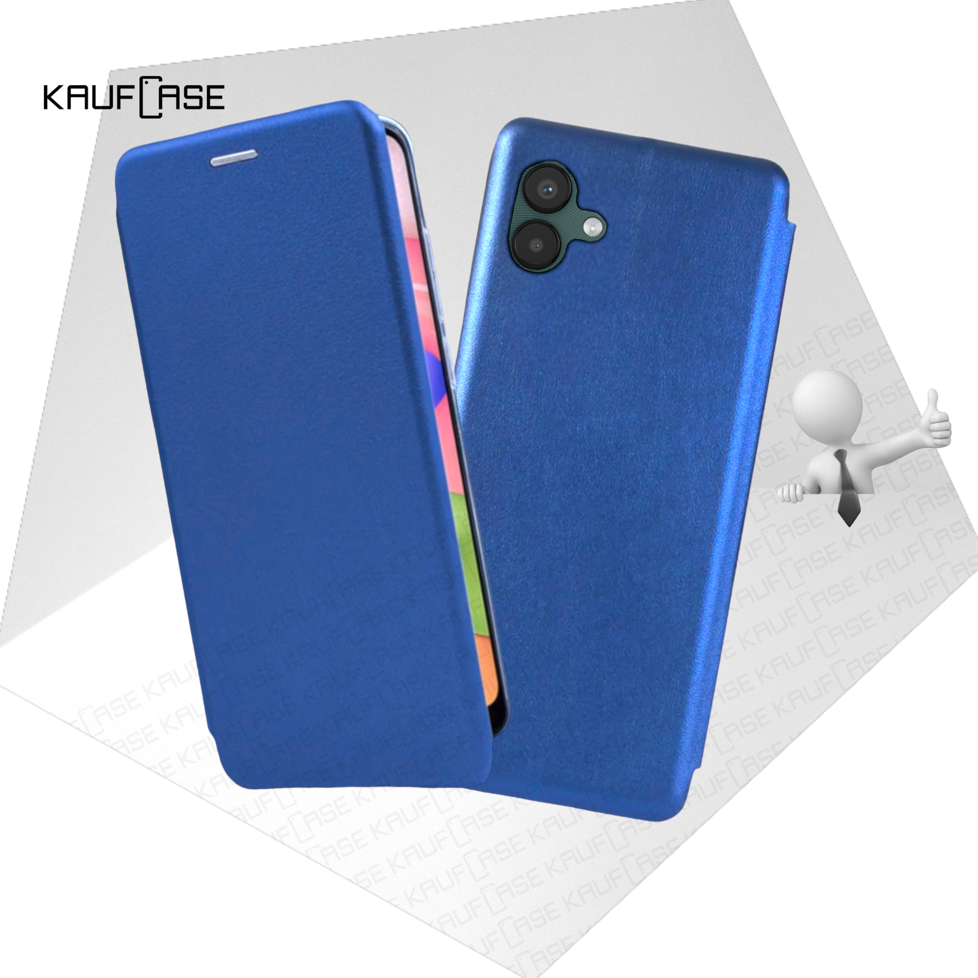 Чехол книжка для телефона Samsung A06 (A065) (6.7"), синий. Текстура под кожу