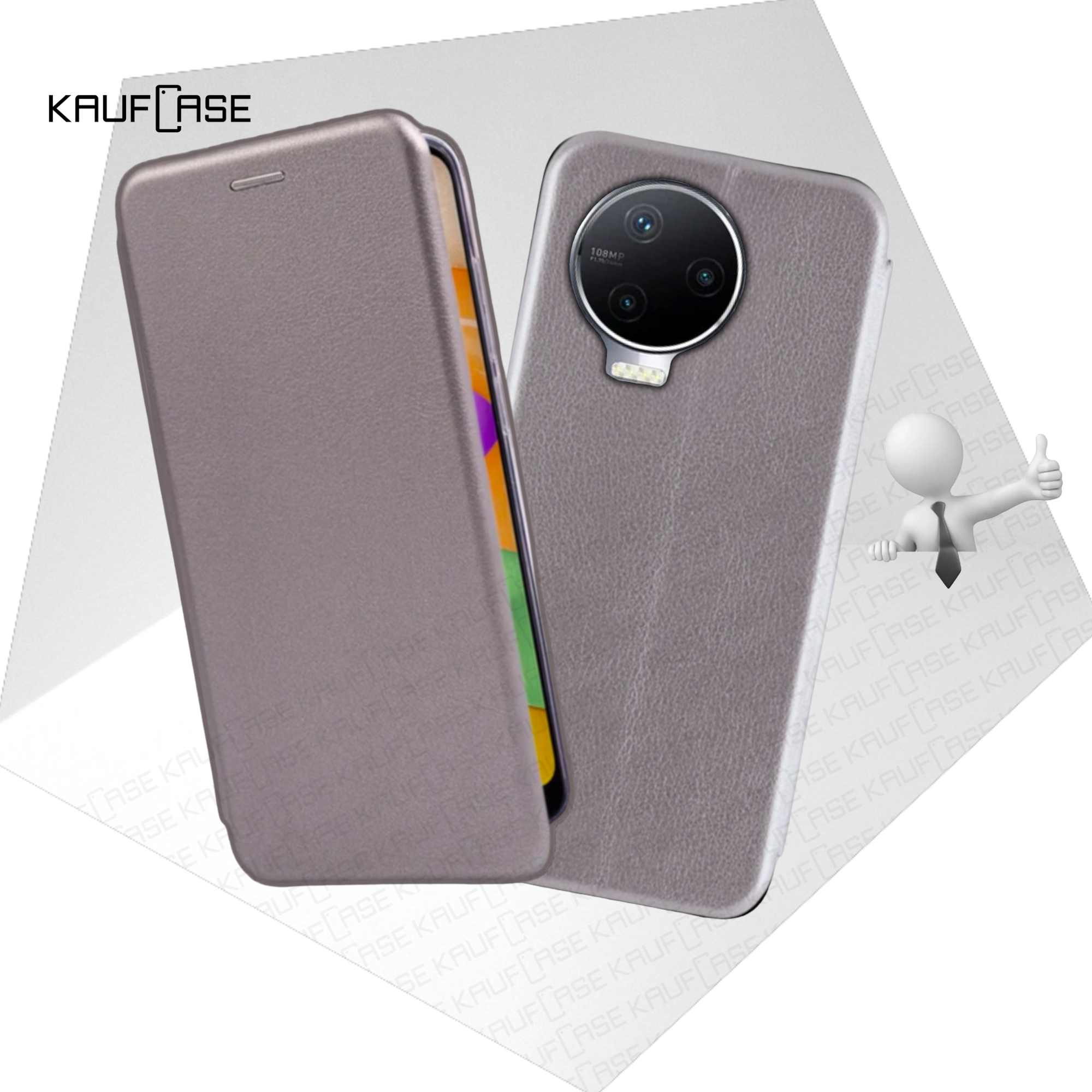 Чехол книжка для телефона Infinix Note 12 (2023) /Note 12 Pro (X676C) (6.7"), серебро. Текстура под кожу
