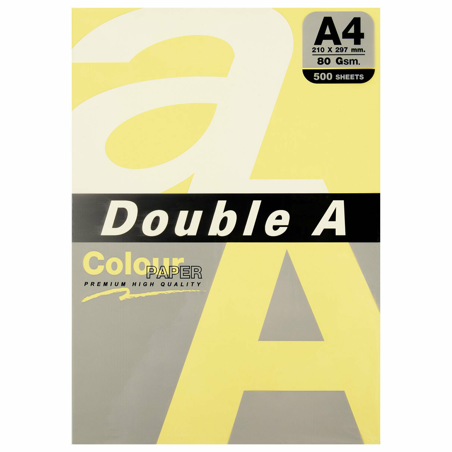 Бумага цветная DOUBLE A, А4, 80 г/м2, 500 л, пастель, желтая