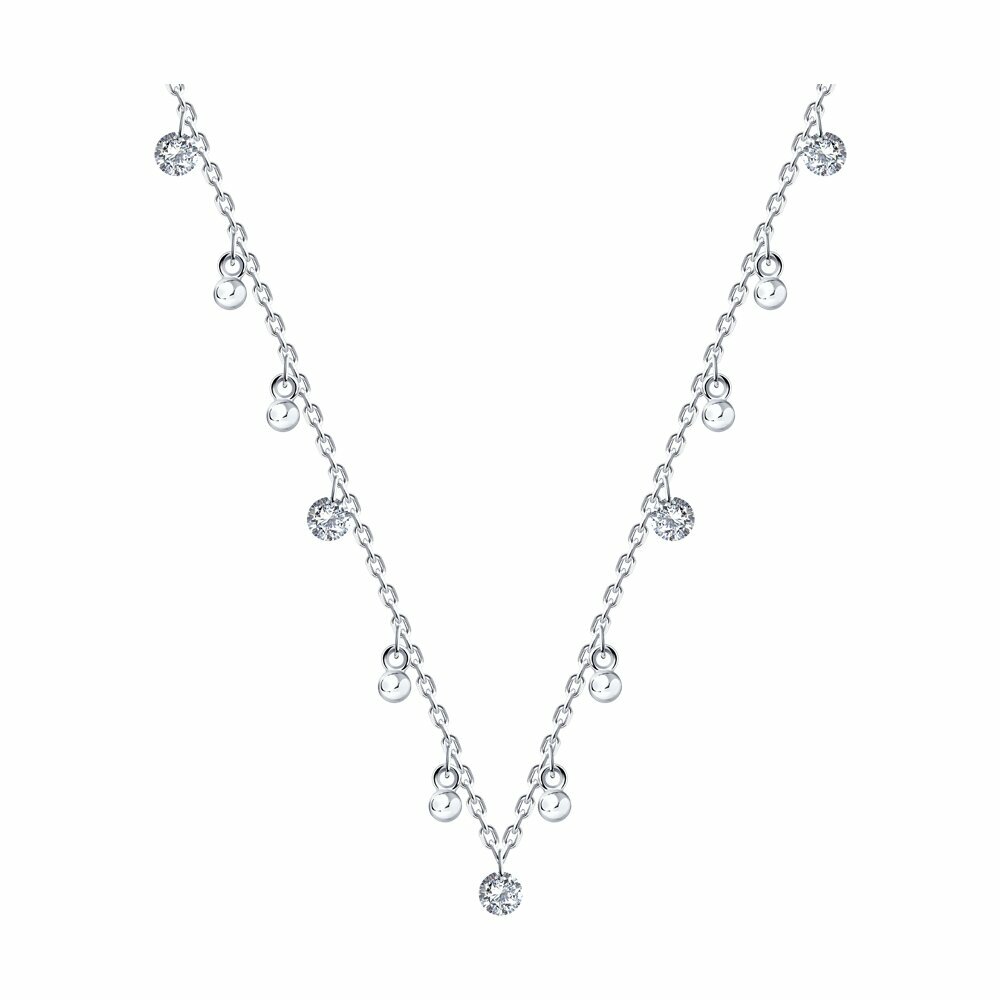 Колье, серебро, 925 проба, родирование, фианит