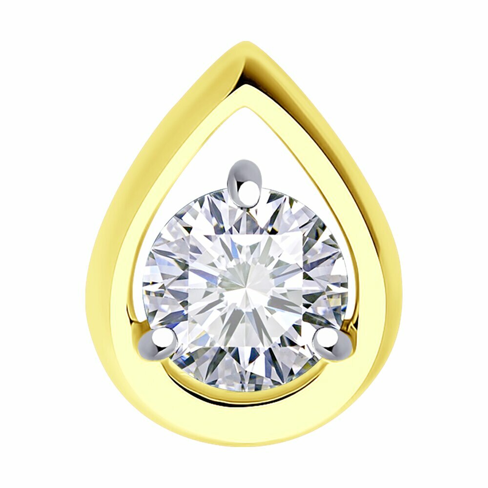 Подвеска, желтое золото, 585 проба, фианит