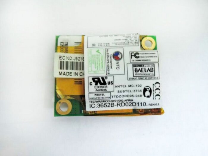 Modem Fax 56K для ноутбука встроенный IC: 3652B-RD02D110