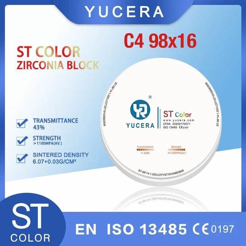 Стоматологический циркониевый блок Yucera ST Color C4 98х16