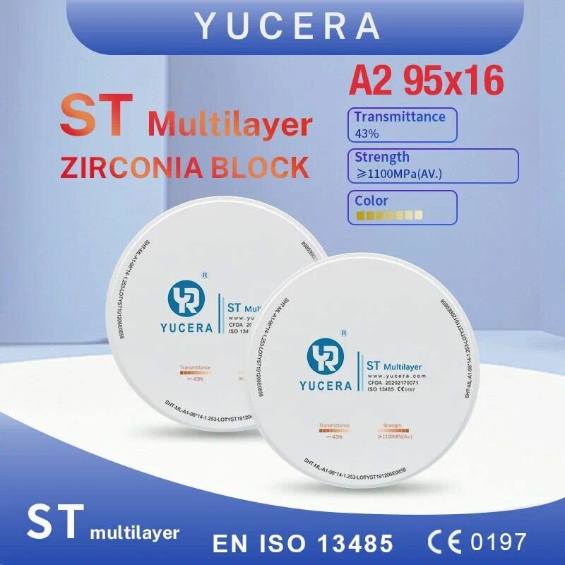 Стоматологический циркониевый блок Yucera ST multilayer A2 95х16
