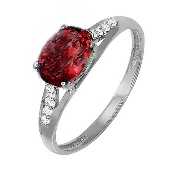 Кольцо, серебро, 925 проба, родирование, фианит, кристалл