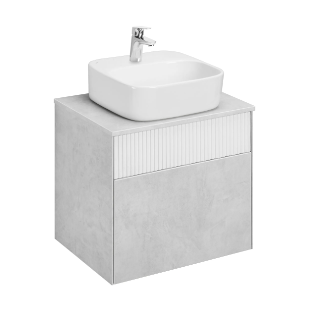 Тумба с раковиной Акватон Марбл 60/Одри Soft 42 слейт/белая матовая
