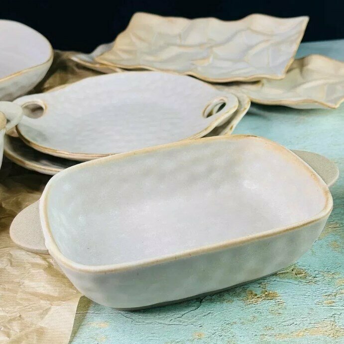 Прямоугольный салатник дюна с ручками Фарфор 205-698 118-205-698