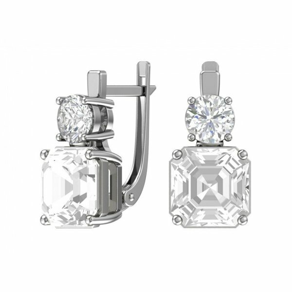 Серьги, серебро, 925 проба, родирование, фианит