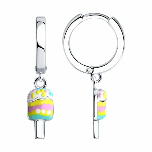 Серьги конго, серебро, 925 проба, родирование, эмаль