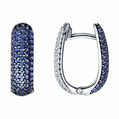 Серьги, серебро, 925 проба, родирование, фианит