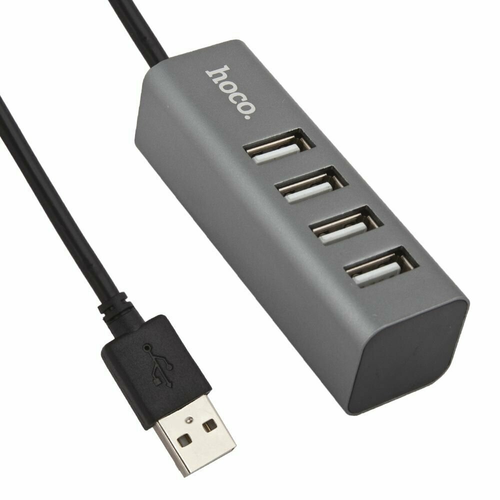 USB Хаб Hoco B1 4USB Line Machine, серый