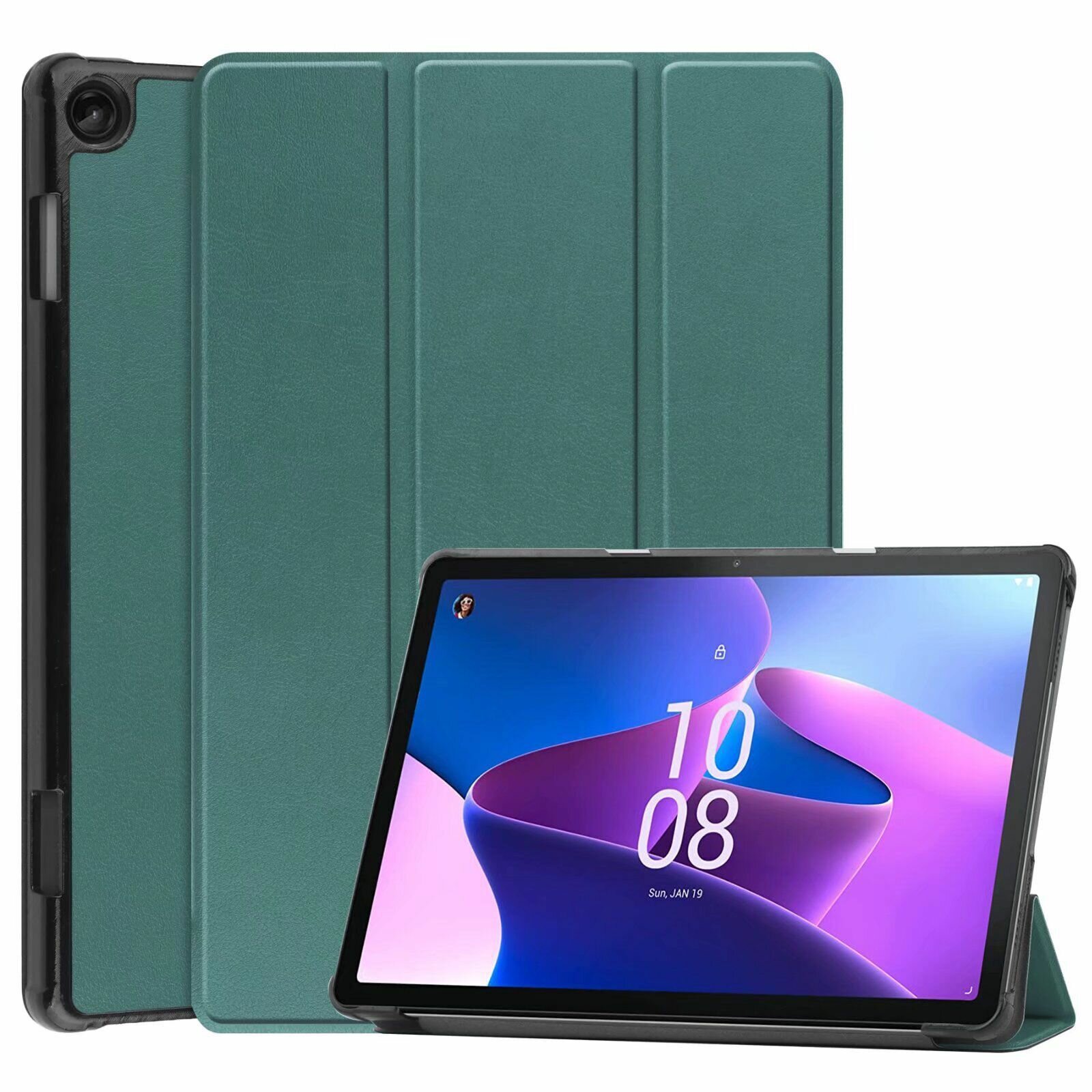 Чехол на Lenovo Tab M10 (3rd Gen) 10.1 дюйма, 2022 года, умный с магнитом, темно-зеленый