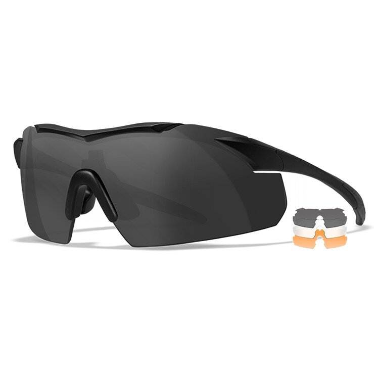 Очки баллистические стрелковые Wiley X Vapor Comm 2.5MM (Черная матовая оправа, линзы: дымчато-серая 15% + прозрачная 89% + янтарная 52%)