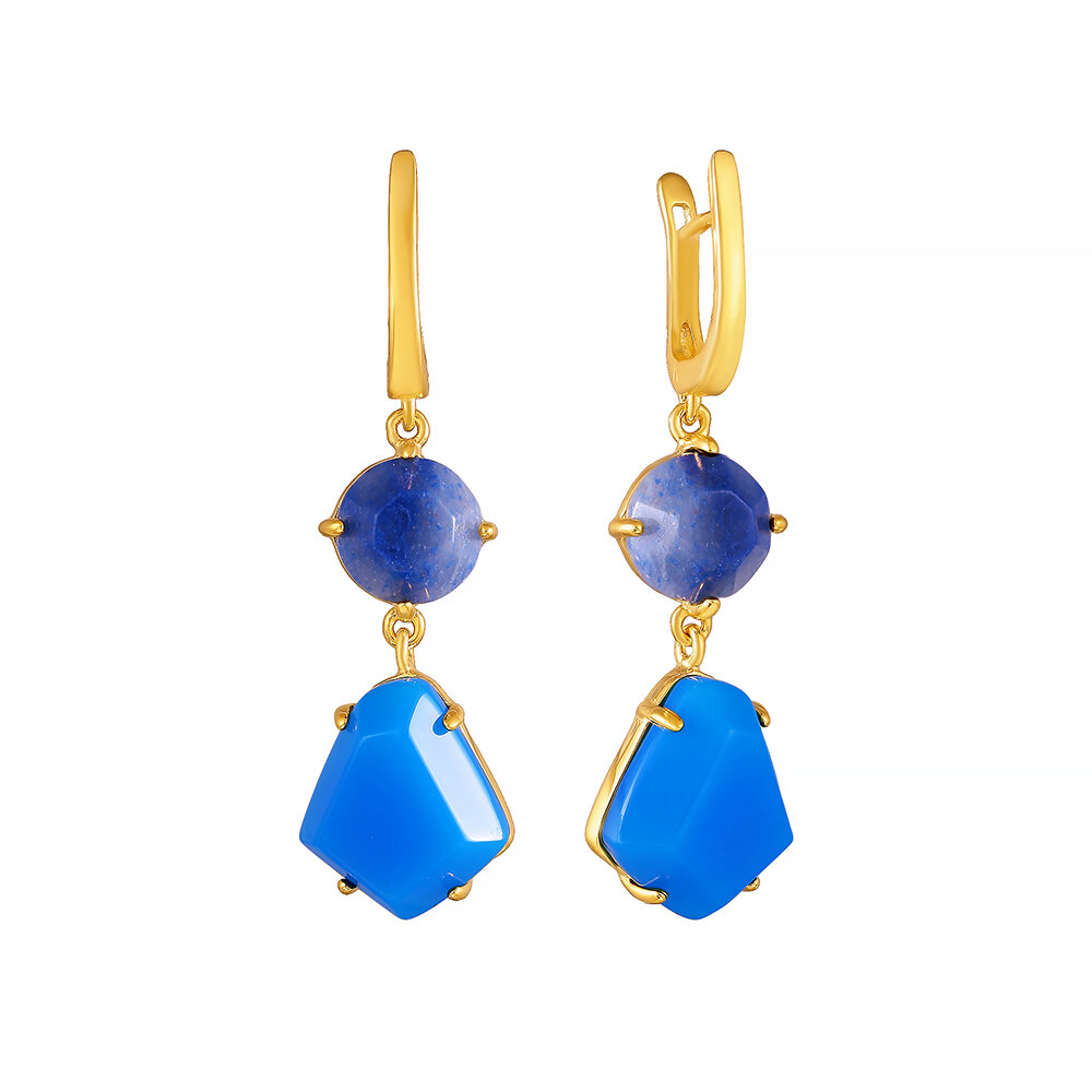 Серьги, серебро, 925 проба, содалит, агат