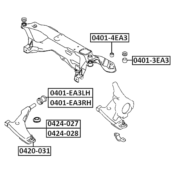 ASVA 0401-3ea3 (MB303626) сайлентблок подрамника Mitsubishi (Мицубиси) Mitsubishi (Мицубиси) galant e55a / e75a