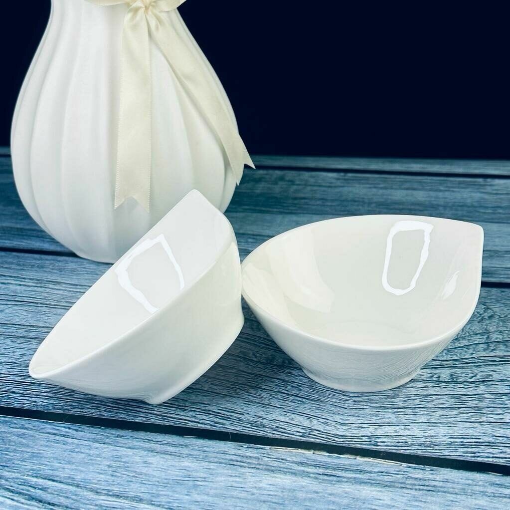 Набор салатников 2 шт Lenardi Bianco 13 см, фарфор, глубокие тарелки для сервировки стола, блюда