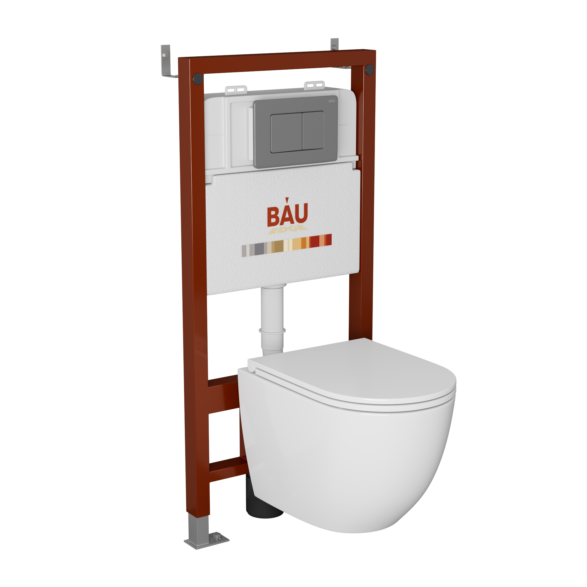Комплект BAU 6 в 1: инсталляция BAU PRO, унитаз подвесной безободковый торнадо обратного потока Bau Dream Hurricane-2, сиденье микролифт, кнопка серый