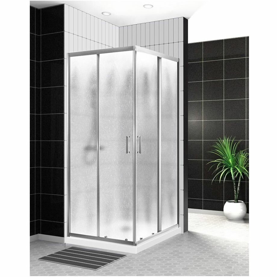 Душевой уголок BelBagno UNO-195-A-2-90-CH-CR хром, шиншила 5 мм (900х1950х900)