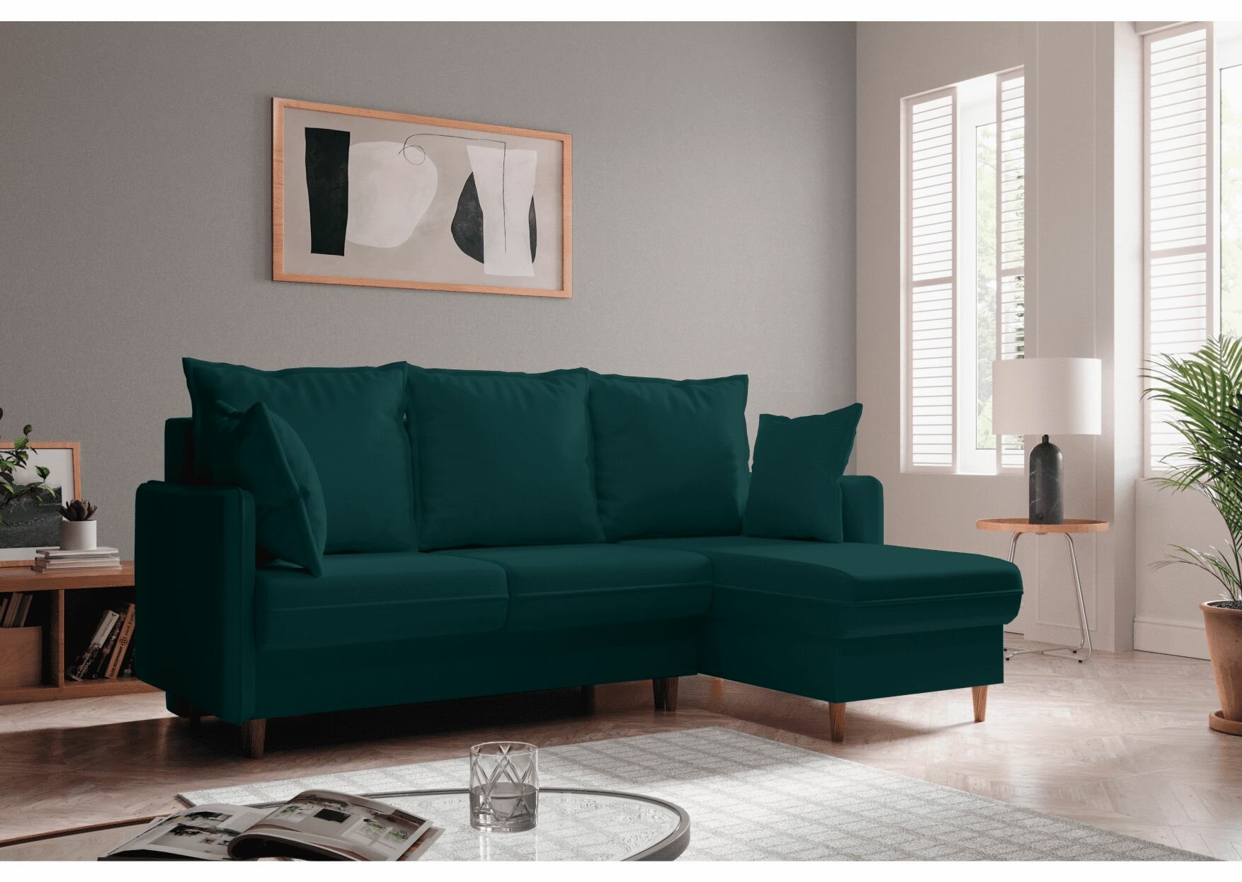 Диван угловой раскладной Цезарь в цвете сине-зеленый (velutto 20)