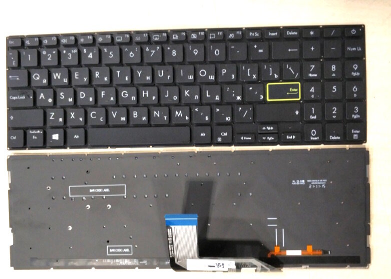 Клавиатура для ноутбука Asus VivoBook S15 S533F, S533FA, чёрная, без рамки, с подсветкой