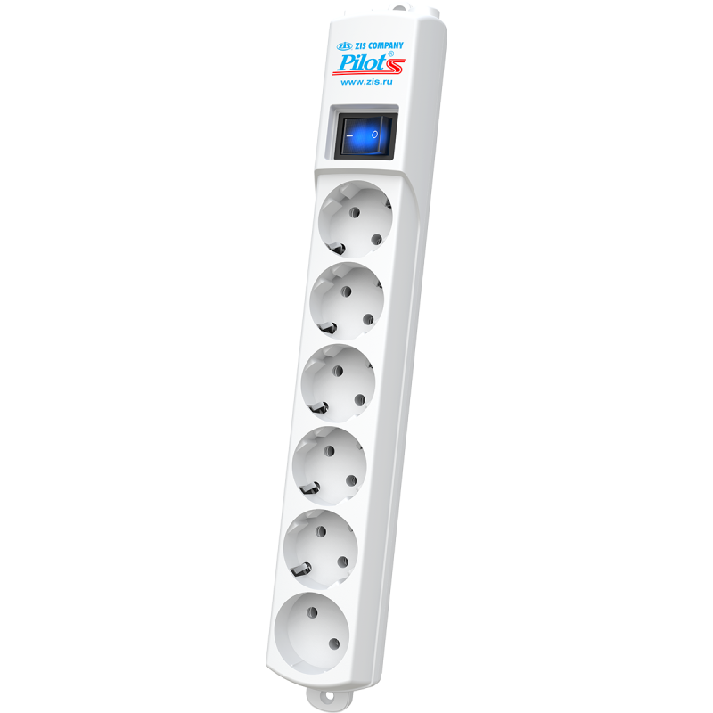 Сетевой фильтр Pilot S 1.8m, 6 розеток, с/з, 10А / 2200 Вт белый 1.8 м 375 мм 58 мм 46 мм 6