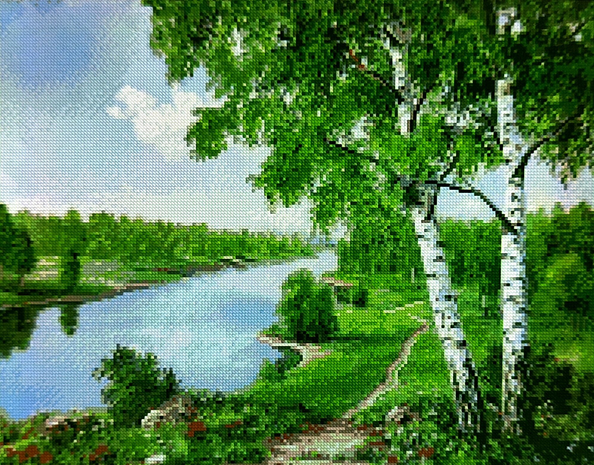 Алмазная мозаика Зимний горный пейзаж, озеро 40x50см квадратные стразы утро рассвет, закат, горы, весна. полевые цветы