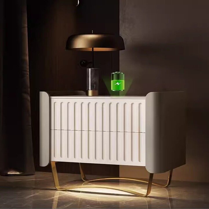 Прикроватная тумбочка Ernesto с подсветкой и беспроводной зарядкой (каштановый Chestnut brown / с подсветкой / с беспроводной зарядкой)