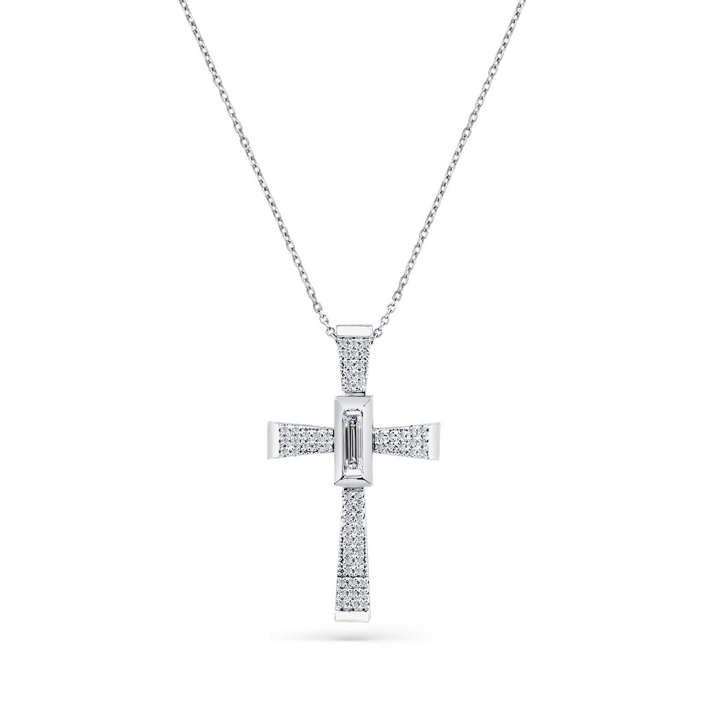 Колье, белое золото, 585 проба, бриллиант