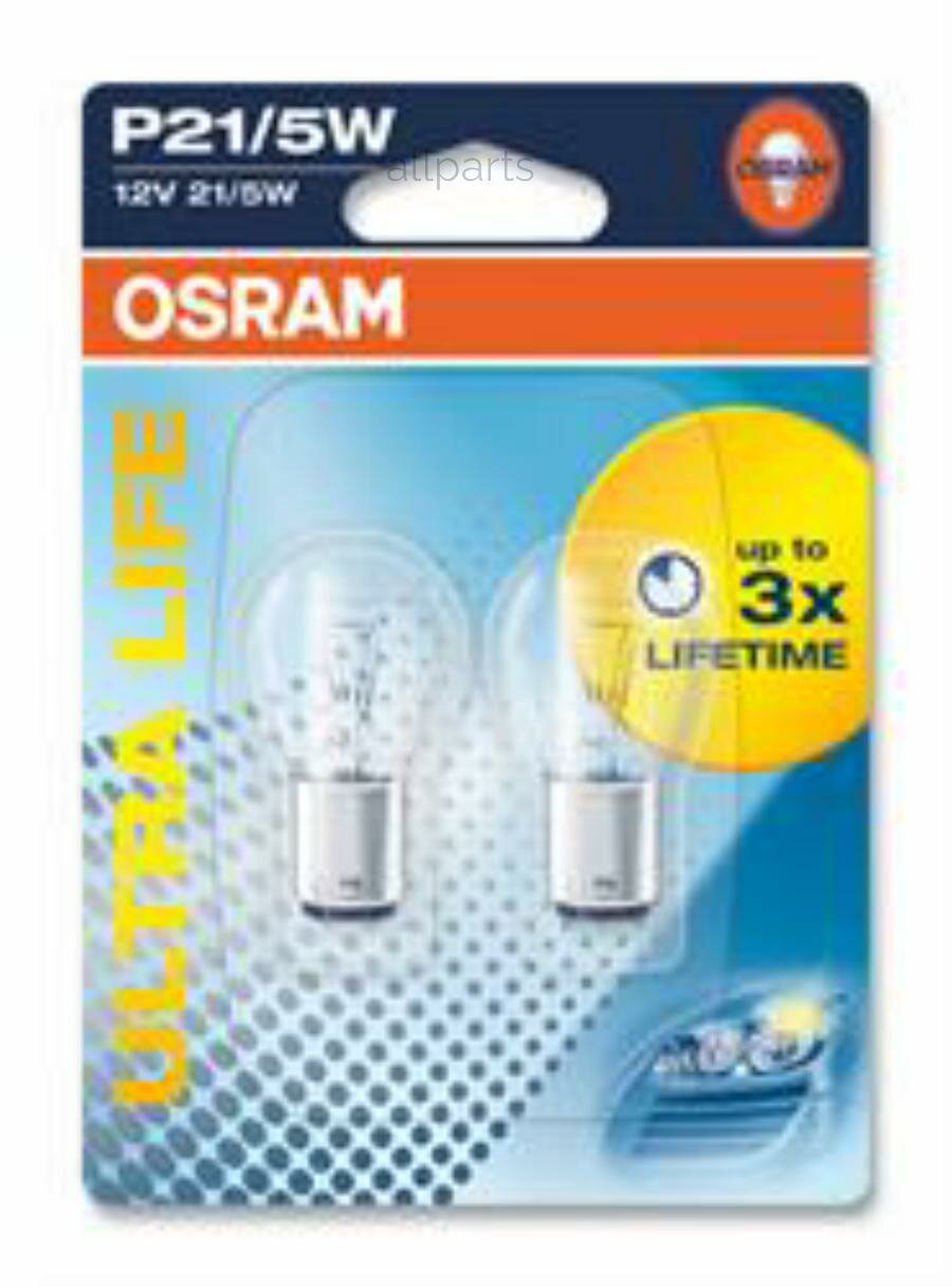 OSRAM 7528ULT-02B Лампа 12V P21/5W 21/5W BAY15d OSRAM ULTRA LIFE 2 шт. блистер 7528ULT-02B