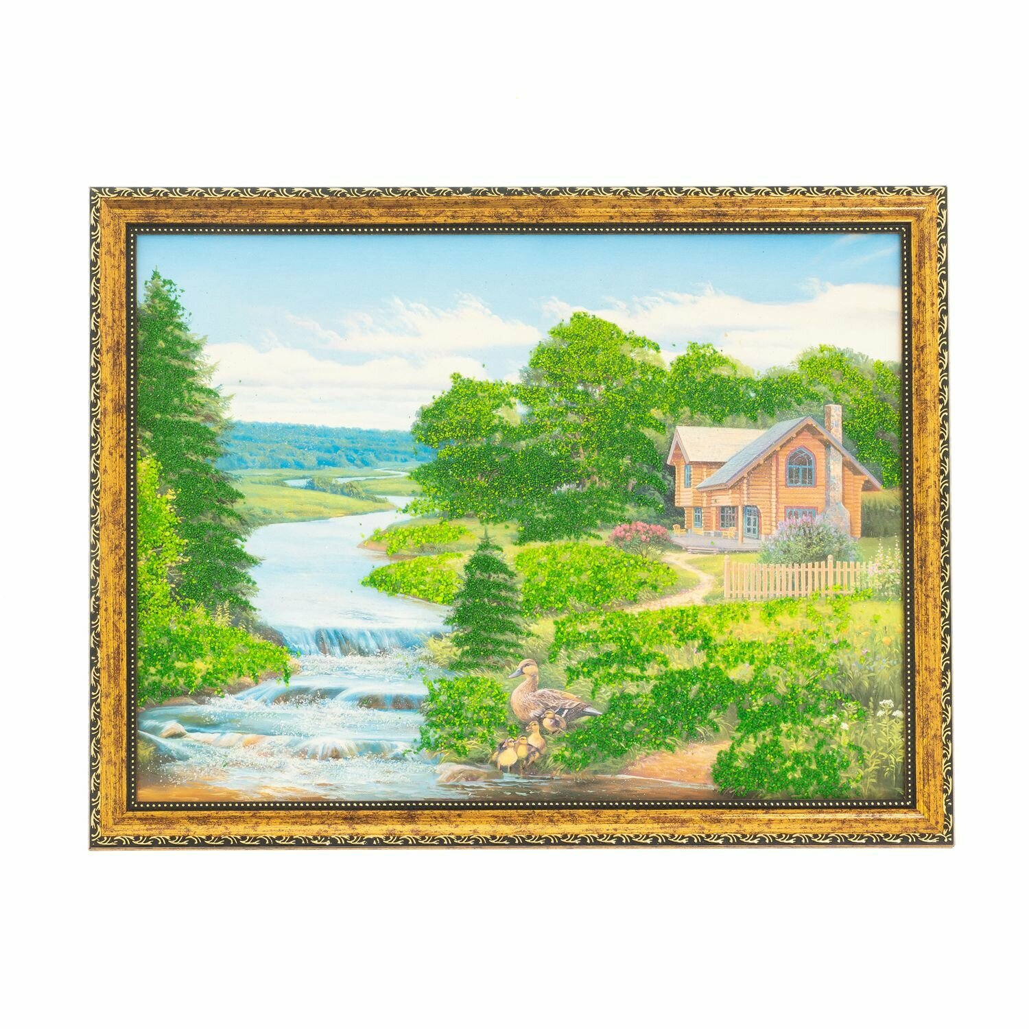 Картина "Утиная семья" багет гипс 34х44 см К828 118887