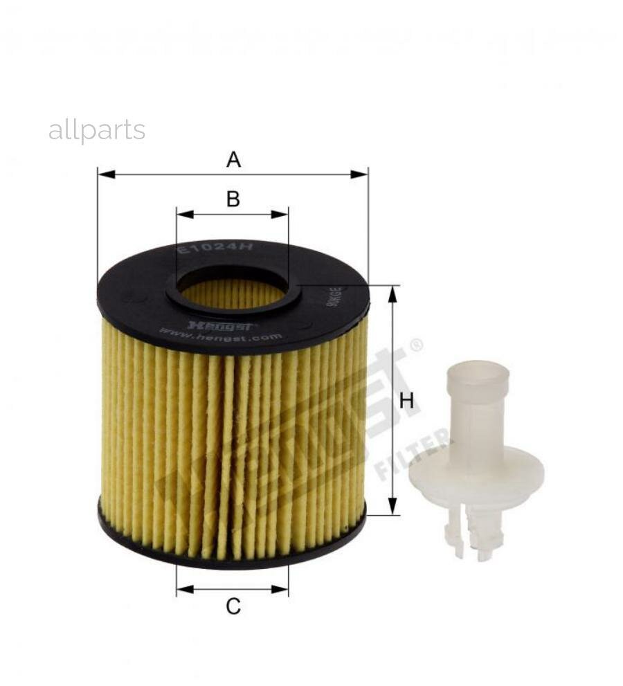 HENGST FILTER E1024HD234 Фильтр масл. TOYOTA AURIS 06-, COROLLA 01-